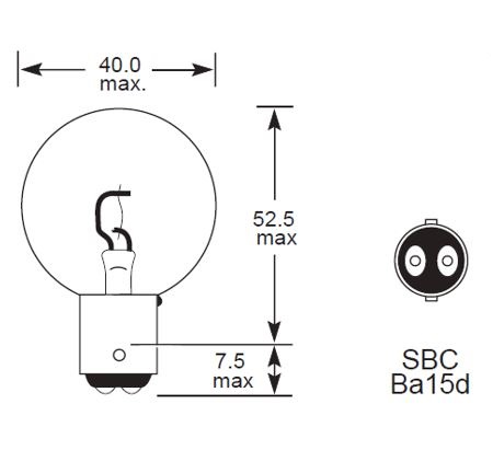 B78: 6 Volt 32 CP (c24W) SBC BA15D base Headlamp bulb for Classic ...