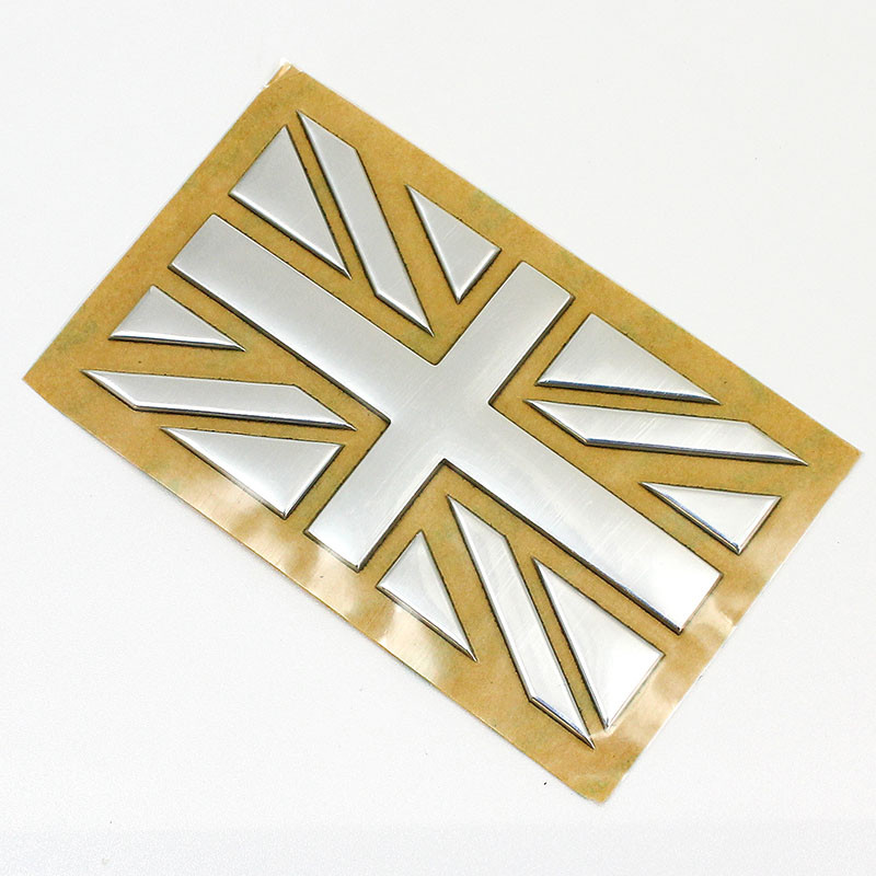 UNIONCUT: Union jack flag badge, cut out plastic chrome, self adhesive ...