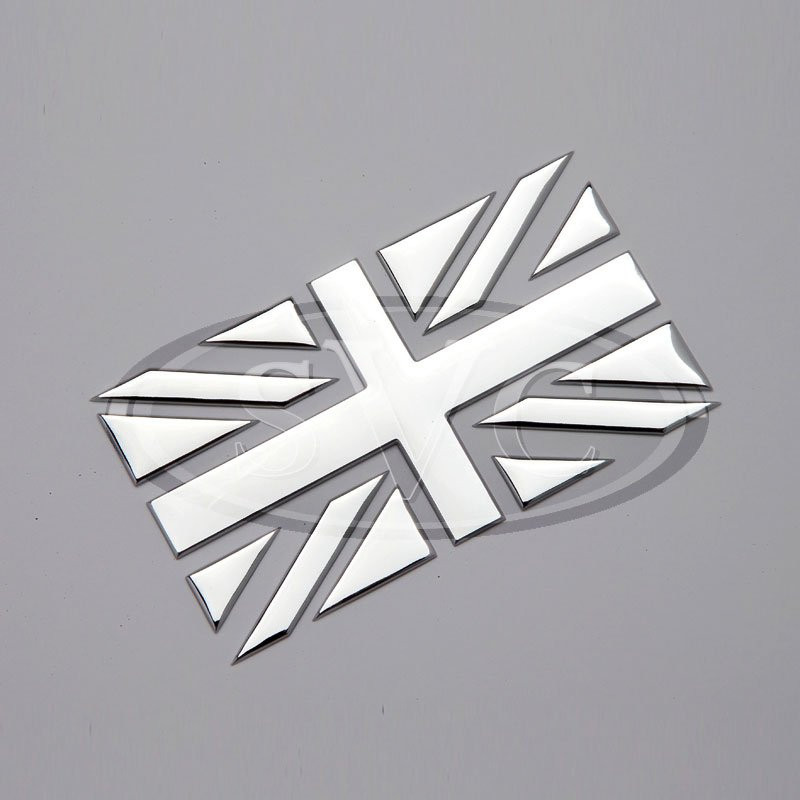 UNIONCUT: Union jack flag badge, cut out plastic chrome, self adhesive ...